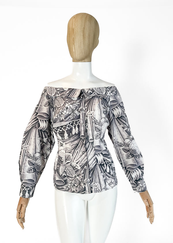 Chantal Thomass Engraving Print Shirt Spring 1989 - Raleigh Vintage