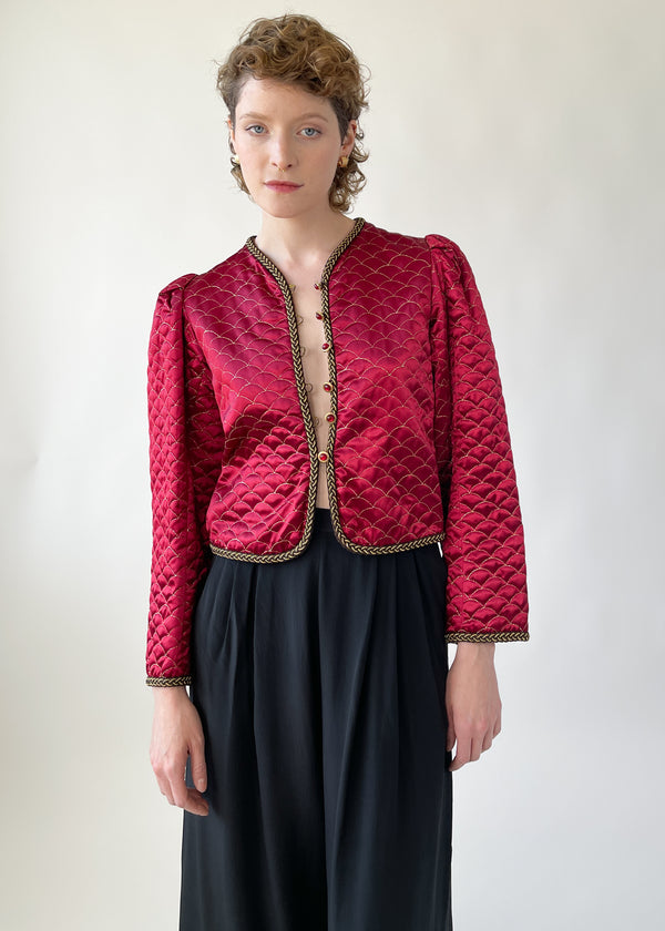 Vintage 1970s Yves Saint Laurent Cropped Satin Jacket - Raleigh Vintage