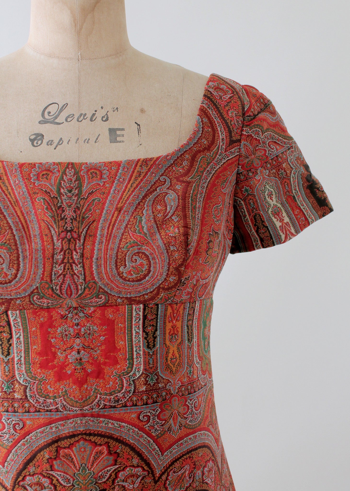 Vintage 1960s Victorian Paisley Shawl Remade Dress - Raleigh Vintage