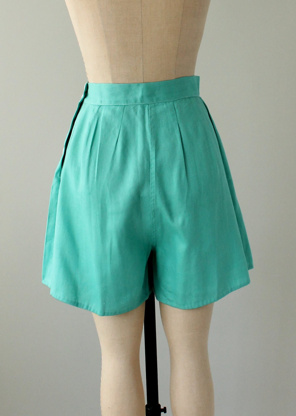 Vintage 1940s Teal Cotton Side Button Shorts - Raleigh Vintage