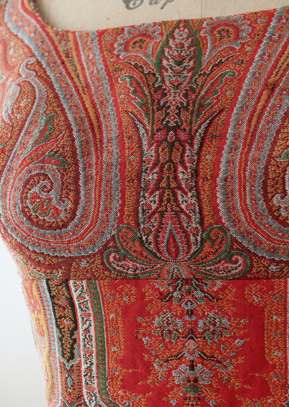 Vintage 1960s Victorian Paisley Shawl Remade Dress - Raleigh Vintage