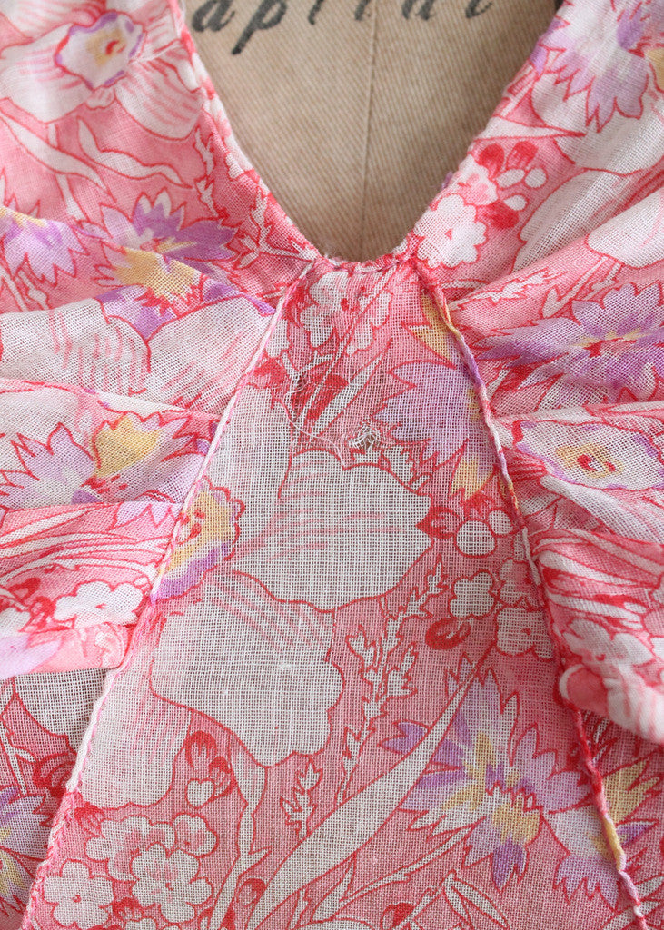 Vintage Early 1930s Bright Floral Cotton Day Dress - Raleigh Vintage