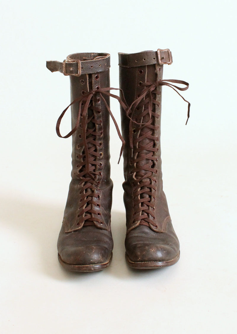 Vintage 1930s Chippewa Tall Lace Up Work Boots - Raleigh Vintage