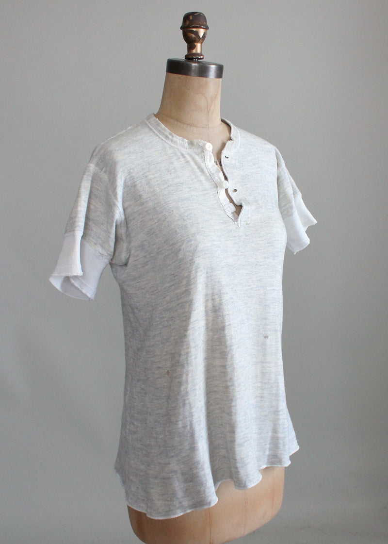 Vintage 1930s Distressed Menswear Henley T-Shirt - Raleigh Vintage