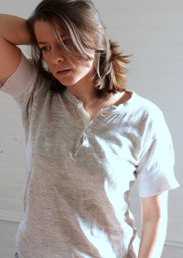 Vintage 1930s Distressed Menswear Henley T-Shirt - Raleigh Vintage