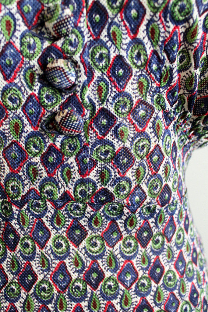 Vintage 1930s Primary Colors Day Dress - Raleigh Vintage