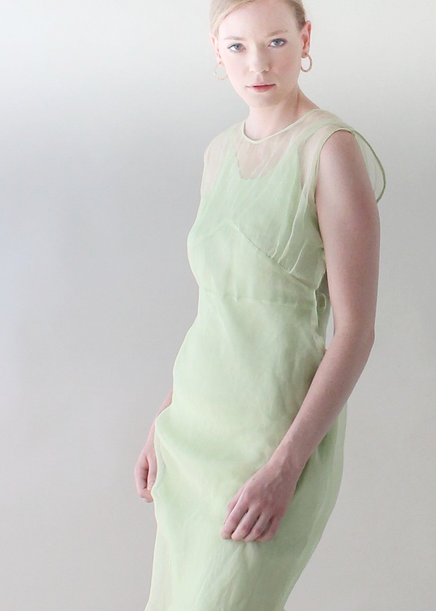 Vintage 1930s Mint Green Organdy Dress - Raleigh Vintage