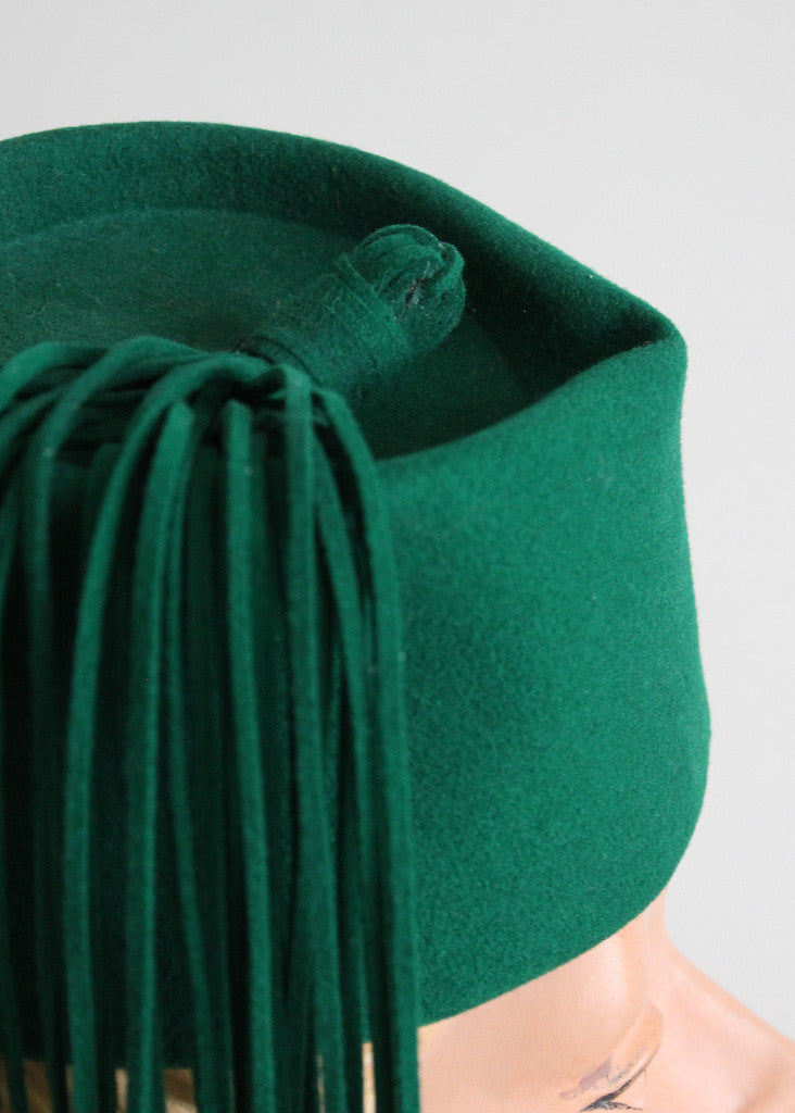 Vintage 1940s Green Felt Tassel Hat - Raleigh Vintage