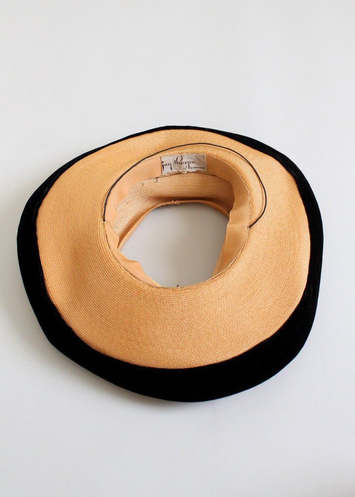 Vintage 1940s Jay Thorpe Wide Brim Straw Hat - Raleigh Vintage