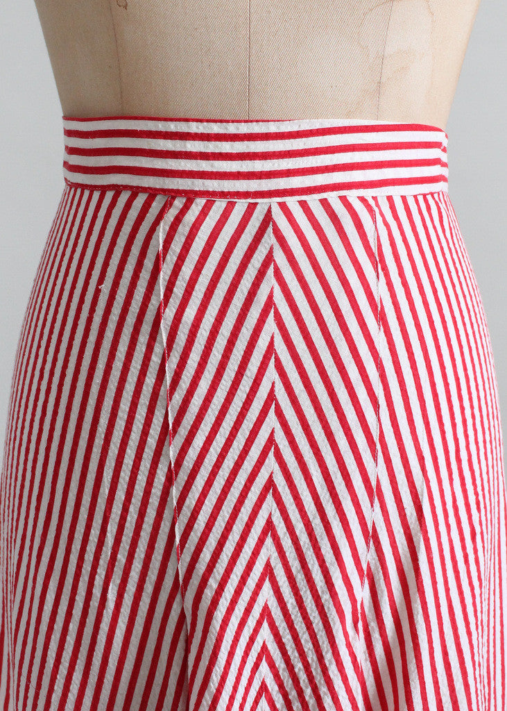 Vintage Early 1940s Red and White Seersucker Summer Suit - Raleigh Vintage