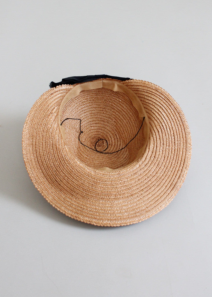 Vintage Early 1940s Summer Weekend Straw Hat - Raleigh Vintage