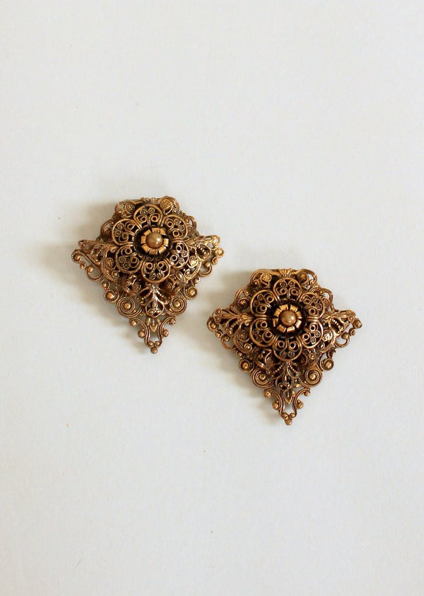 Vintage 1940s Brass Florentine Dress Clips - Raleigh Vintage