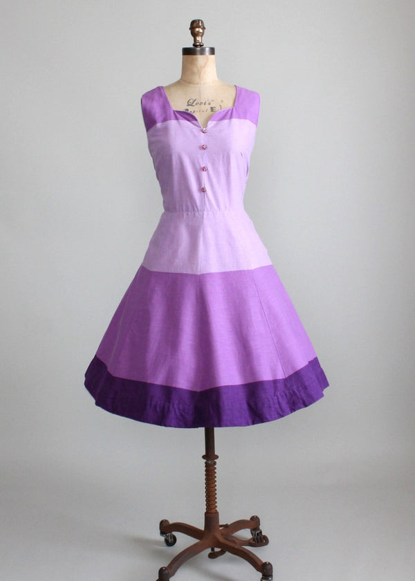 Vintage 1950s Purple Color Block Summer Dress - Raleigh Vintage