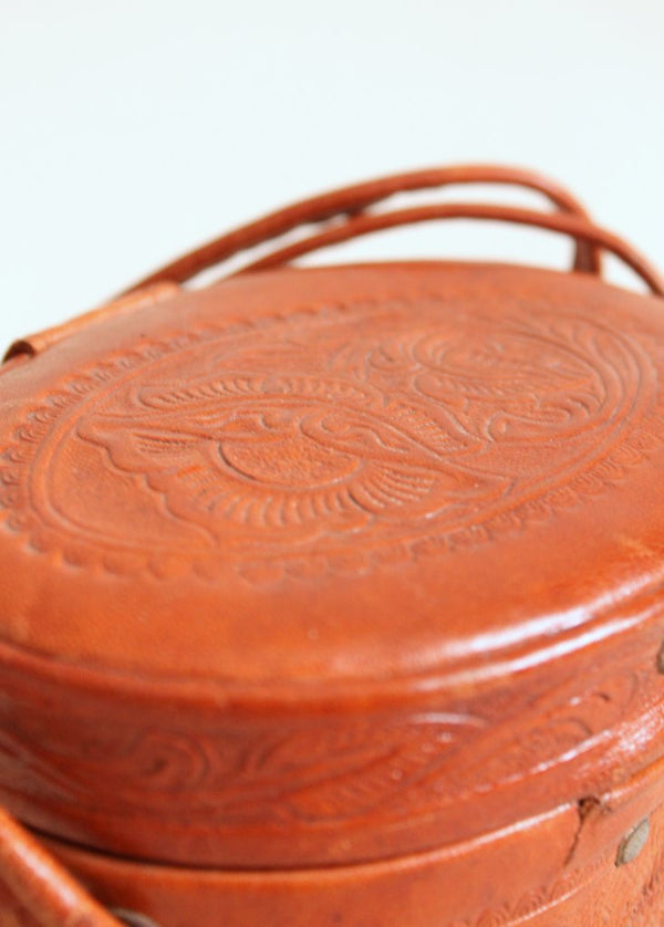 Vintage 1950s Tooled Leather Mini Box Purse - Raleigh Vintage