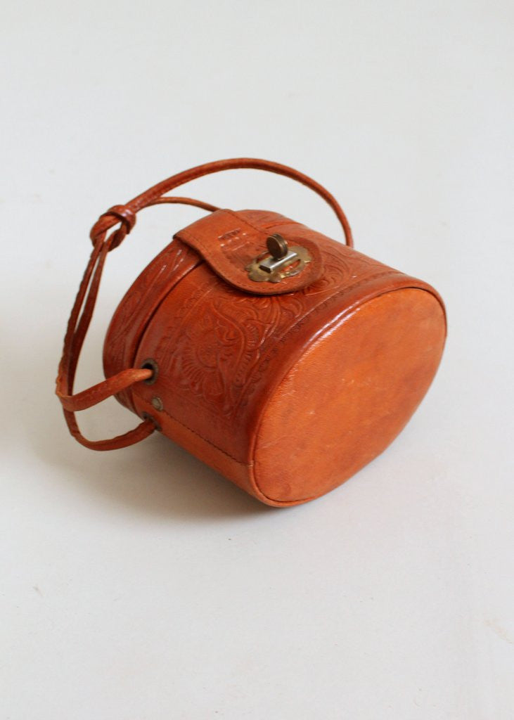 Vintage 1950s Tooled Leather Mini Box Purse - Raleigh Vintage