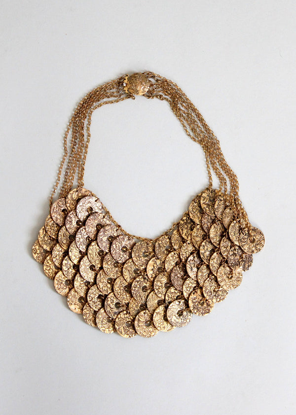 Vintage 1960s Lucky Coin Bib Necklace - Raleigh Vintage