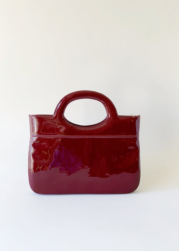 Vintage 1960s Cranberry Patent Purse - Raleigh Vintage