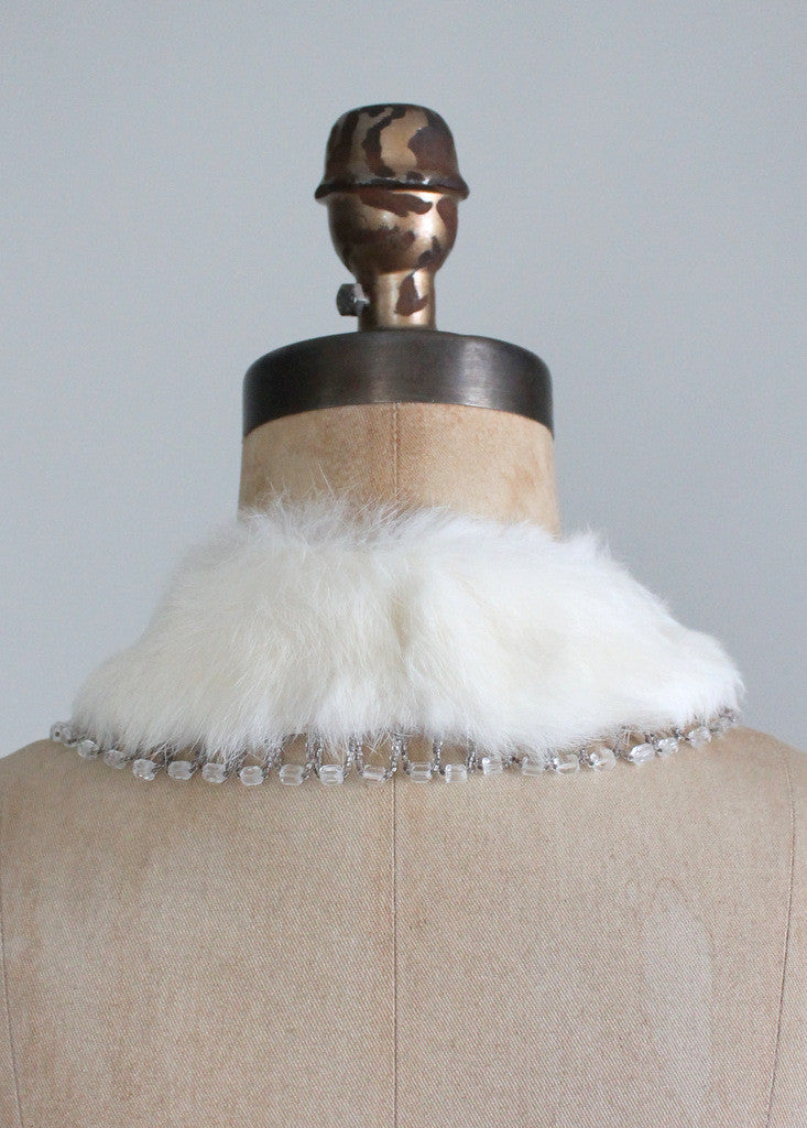 Vintage 1950s White Fur and Beaded Collar - Raleigh Vintage