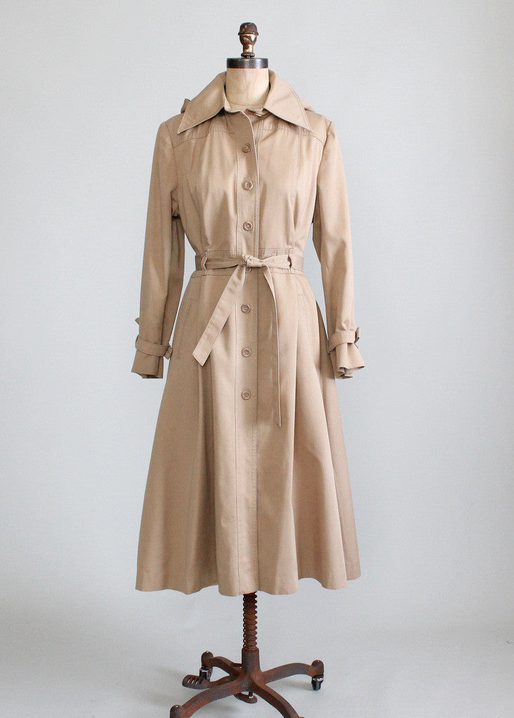 Vintage 1970s Classic Trench Coat with Detachable Hood Vintage 1970s Classic Trench Coat with Detachable Hood