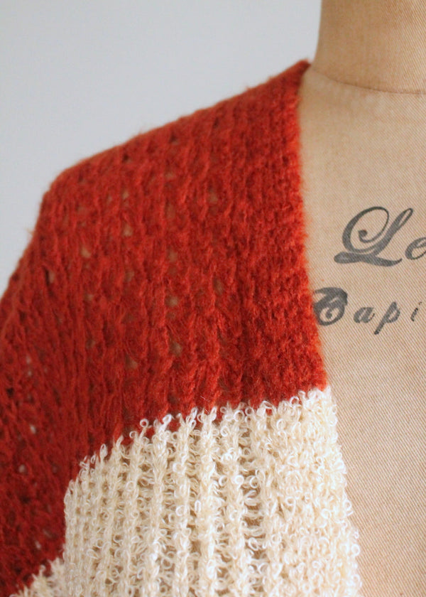 Vintage 1970s Color Block Tie Waist Cardigan - Raleigh Vintage