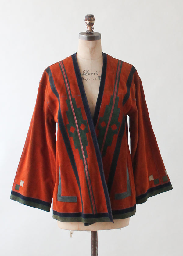 Vintage 1970s Patchwork Suede Wrap Jacket - Raleigh Vintage