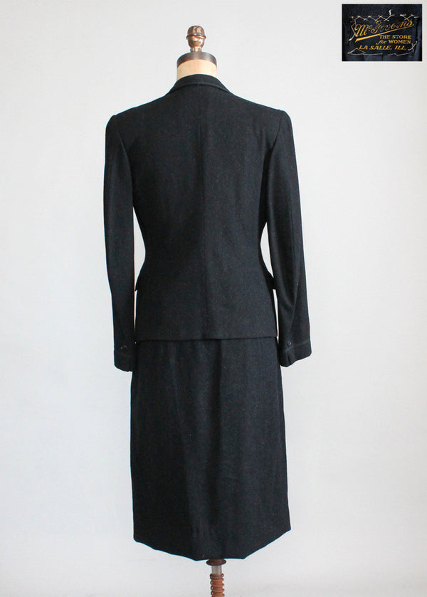 Vintage 1930s Black Tailored Wool Suit - Raleigh Vintage