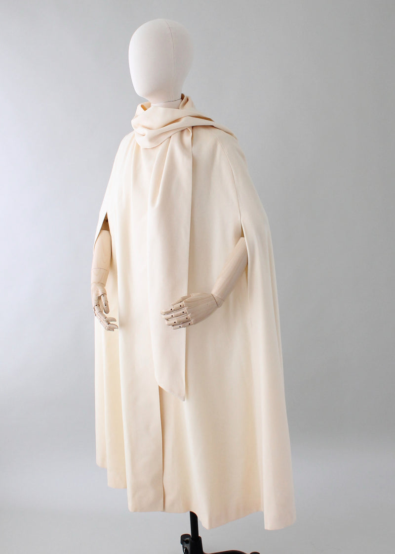 Vintage 1970s Winter White Long Cape - Raleigh Vintage