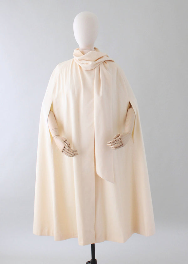 Vintage 1970s Winter White Long Cape - Raleigh Vintage