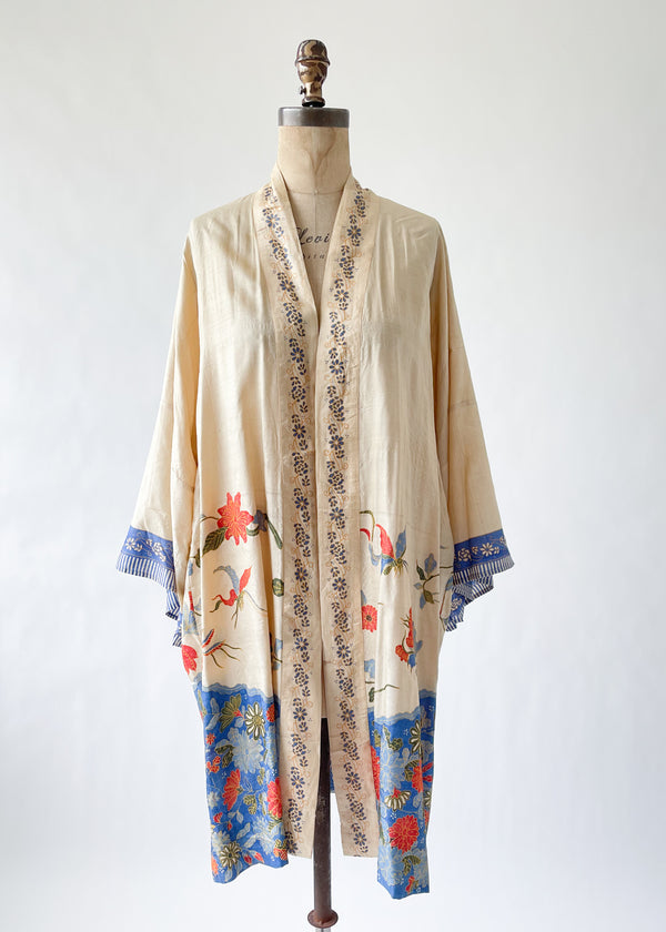 Vintage 1920s Pongee Silk Robe - Raleigh Vintage