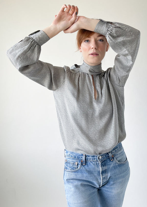 Vintage 1970s YSL Grey Silk Blouse - Raleigh Vintage