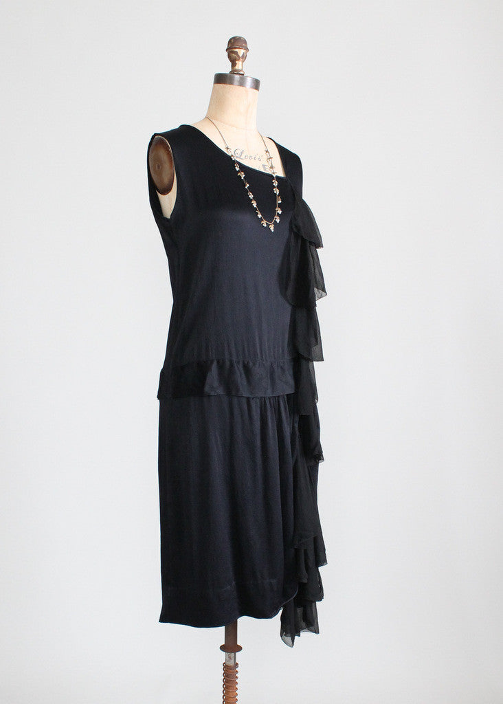 Vintage 1920s Silk Chiffon Waterfall Flapper Dress - Raleigh Vintage