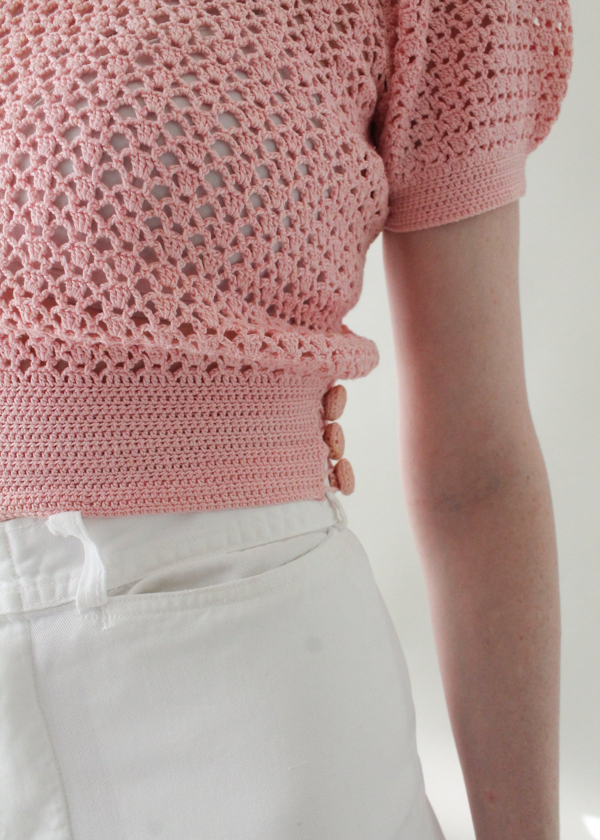 Vintage 1930s Pink Knit Sweater Top - Raleigh Vintage