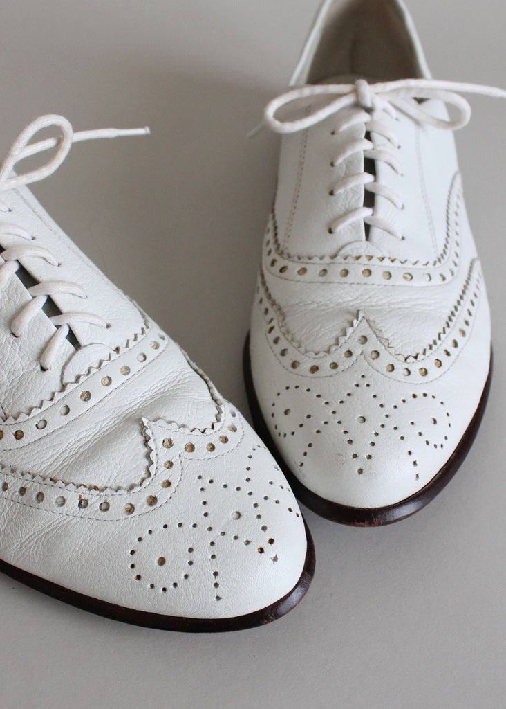 Vintage White Wing Tip Oxfords - Raleigh Vintage